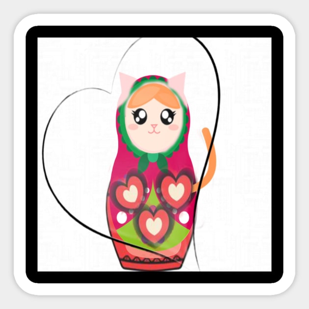 Doll Matrioska Cat Hart Matrioska Doll Hart Cat Sticker Teepublic